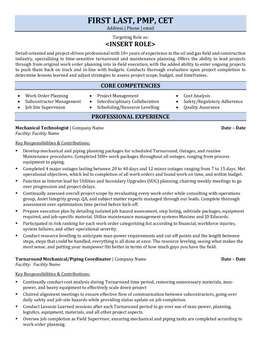 Technician/Technologist Resume Templates, Samples & Examples | Resume ...